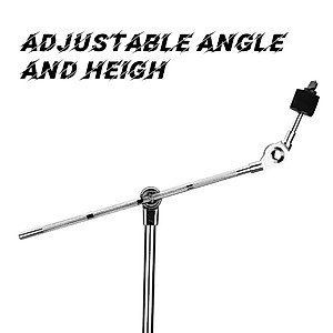 LOLUNUT Cymbal Stand,Boom/Straight Combo,Heavy Duty Double Braced Legs with Large Rubber Feet,Adjust Height (30-58 in) with 2 pair drumsticks