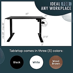 TechOrbits Electric Standing Desk Frame with 47 x 24 Tabletop - Motorized Workstation Two Leg Stand Up Desk with Memory Settings and Telescopic Sit Stand Height Adjustment (Grey Frame/White Top)