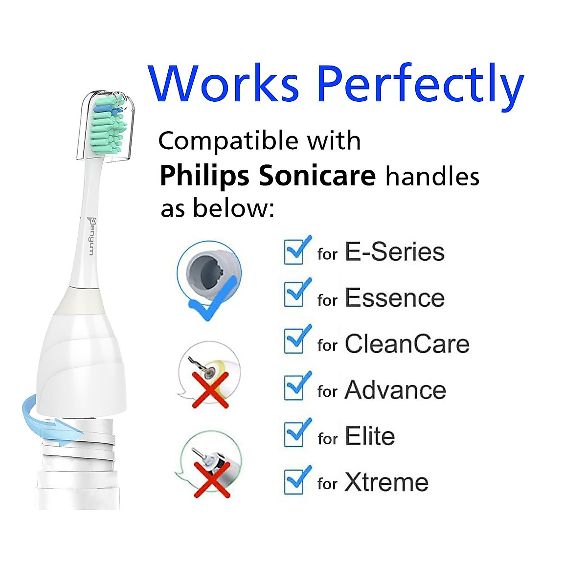 Senyum Replacement Toothbrush Heads Compatible with Philips Sonicare Electric Brush Heads E-Series, 6 Pack