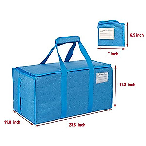 YELAIYEHAO Extra Large Storage Tote with Zippers & Carrying Handles, Heavy-Duty Oxford Fabric Moving Bags for Space Saving Moving Storage (Lake blue, 1 PCS)