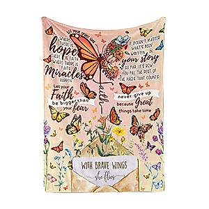 InnoBeta Butterfly Gifts for Women, Girls - Inspirational Butterfly Themed Gifts for Adult - Butterfly Blanket for Birthday, Christmas - Butterfly Faith - Flannel Fleece Plush Blanket - 50"x 65"