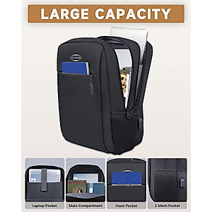 Laptop Backpack 15.6 Inch, Business Durable Lightweight Slim Laptop Tablet Backpack Airline Approved with USB Charging Port, College School Computer Work Bag Bookbag Tech Gifts for Men Women, Black