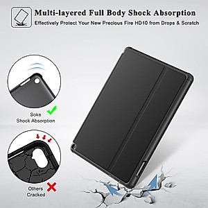 Soke Case for All-New Amazon Fire HD 10 & 10 Plus Tablet (Only Compatible with 11th Generation, 2021 Release) Premium Folio Stand Cover with Auto Wake/Sleep for 10.1 Inch Tablet, Black