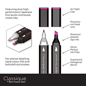 Spectrum Noir Classique Blend Alcohol Marker Dual Nib Pens Set-Purples-Pack of 6