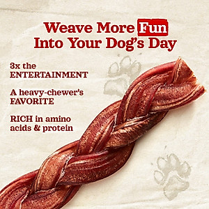 Natural Farm Odor-Free Braided Bully Sticks (12 Inch, 5 Pack) - 100% Grass-Fed Beef, Grain-Free, Low Fat & Fully Digestible Best Dental Treats - Safest Long Lasting Pizzle Chews to Keep Your Dog Busy