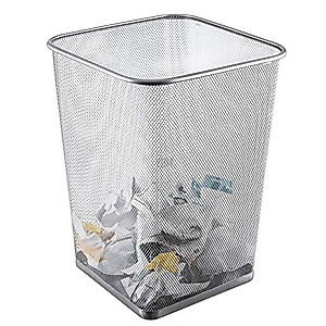 YBM HOME Mesh Wastebasket Trash Can for Home and Office Workspace, Metal Office Trash Can Square-Shaped, 5 Gallon