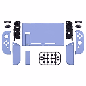 eXtremeRate DIY Replacement Shell Buttons for Nintendo Switch, Light Violet Back Plate for Switch Console, Custom Housing with Full Set Buttons for Joycon Handheld Controller [Only Shell, NO Console]