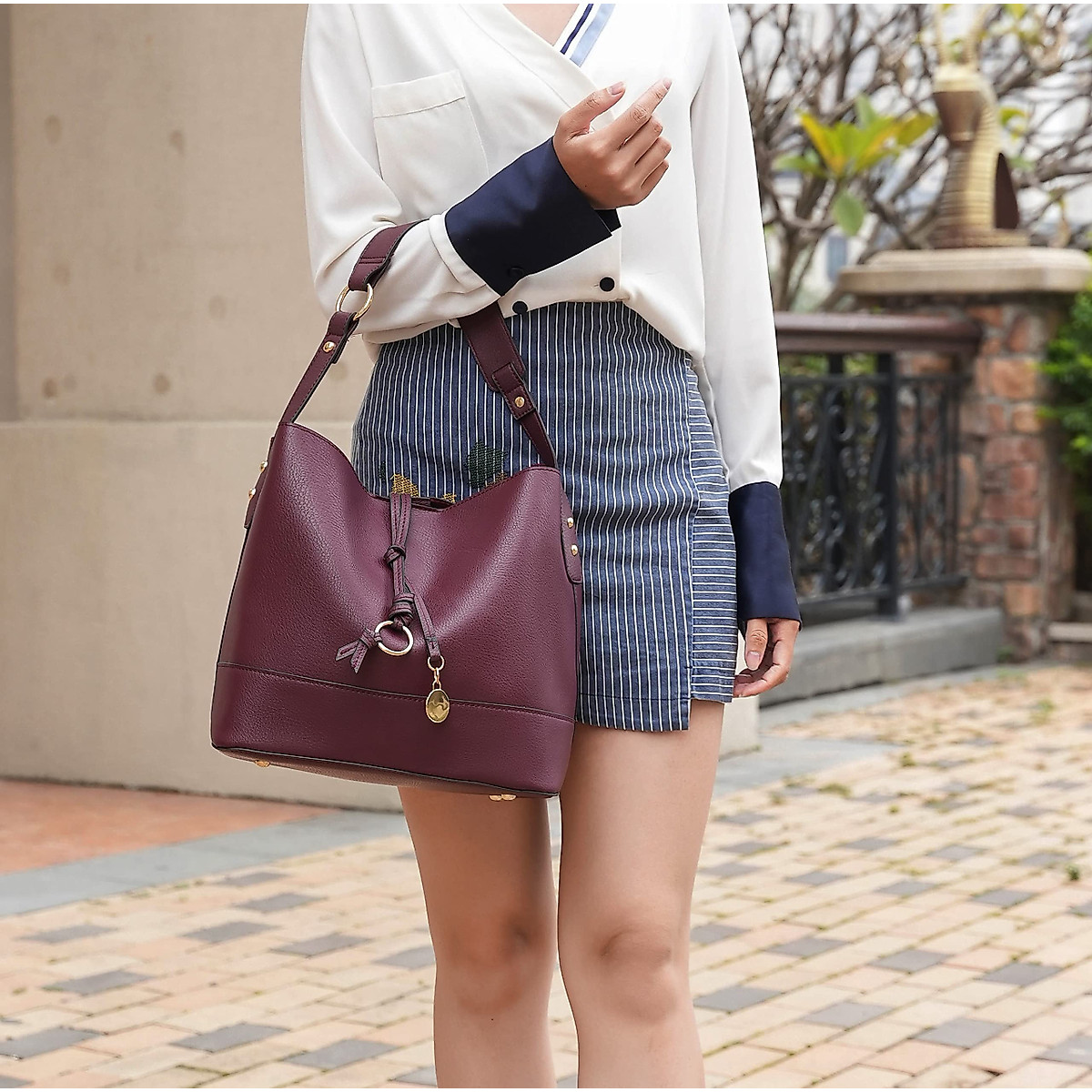 MKF Collection Shoulder Bag for Women, Vegan Leather Crossbody Top Handle Messenger Purse