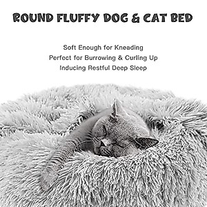 Himax Dog Beds for Small Dogs, Donut Dog Bed with Blanket Attached, Calming Dog Bed Washable Medium(20"/26"/35")