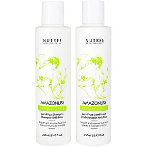 Amazonliss Brazilian Treatment Natural Shampoo & Conditioner Set For Keratin-Treated Hair - Anti-Frizz - Enhances Smoothness & Shiner - Formaldehyde Free,Eliminates Curls and Frizz Vegan,8.45 fl.oz