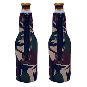 Blank Neoprene Beer Bottle Coolie (2 Pack, Green Camo)