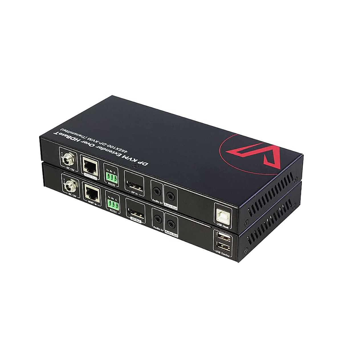 AV Access HDBaseT DisplayPort KVM Extender, Zero Latency, 4k@30Hz/1080P@120Hz DP 1.2 PoE Extender with 2 USB 2.0 Ports for Keyboard and Mouse, EDID, PoE Function, Over Single Cat5e/6/6a/7 Up to 330ft