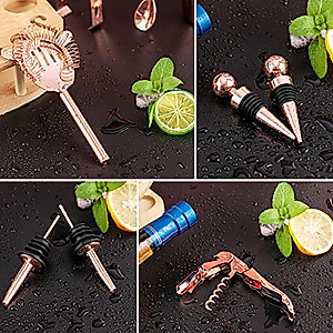 JNWINOG Cocktail Shaker Set,12Pcs-Shakers Bartending with 25oz Martini Shaker and Bamboo Stand, Cocktail Mix Drink Making Kit Professional for Bartender(Rose Copper)