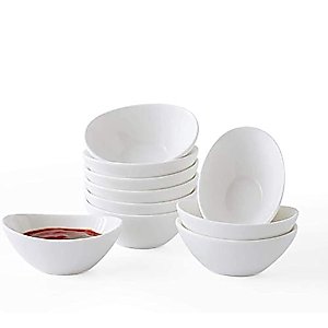 TAMAYKIM 2.5 oz White Porcelain Dipping Bowls Set of 10, Sauce Bowls/Dishes for Soy Sauce, Ketchup, BBQ Sauce or Seasoning