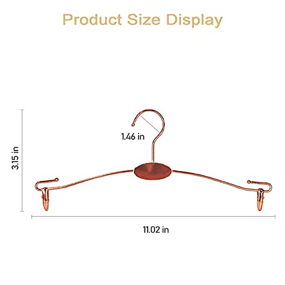Loghot 10PCS Metal Underwear Rack Durable Bra Pants Clothes Hangers Hook with Non Slip Clips for Lingerie Shop Display (Rose Gold)