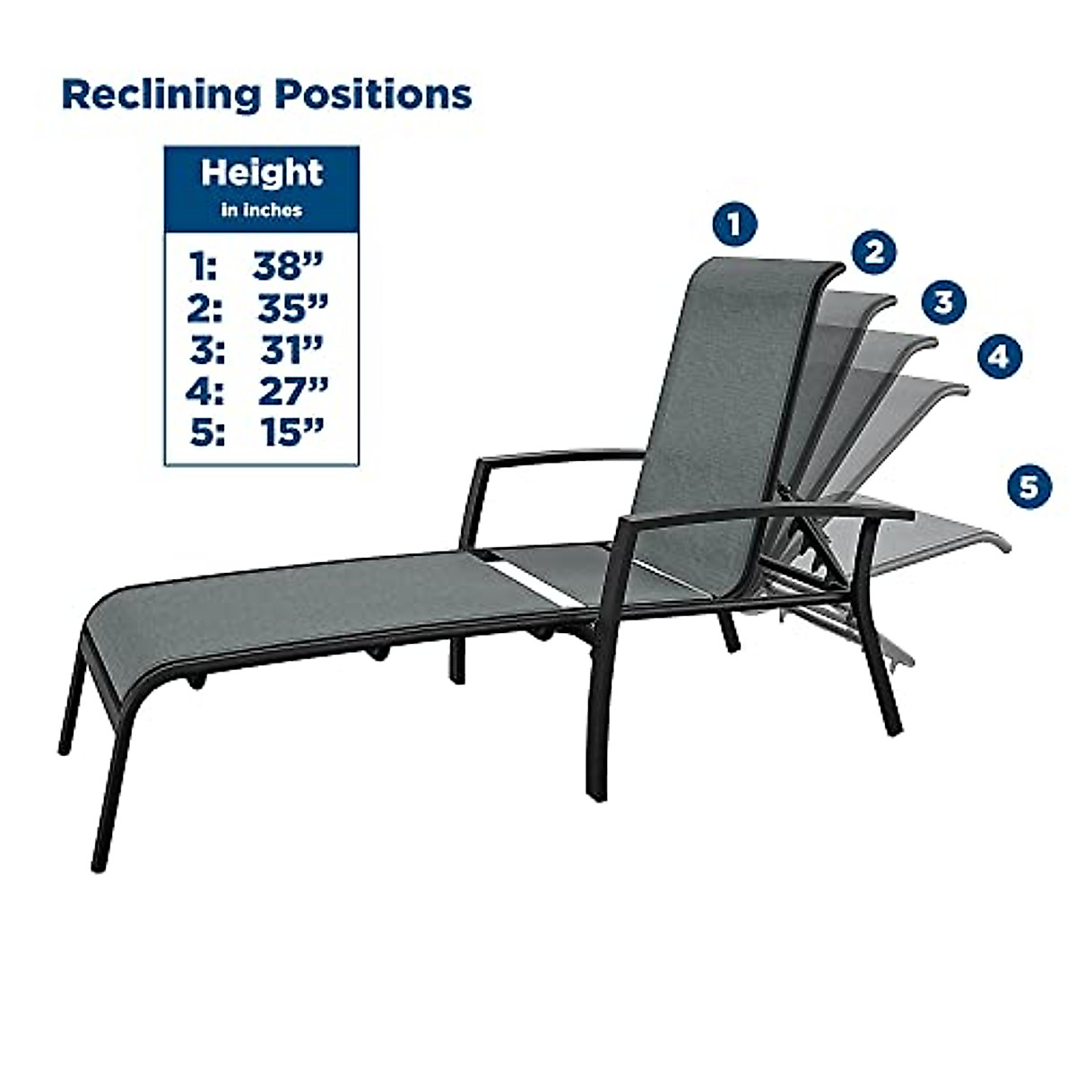 Cosco Outdoor Adjustable Aluminum Chaise Lounge Patio Furniture Set, 2-Pack, Black and Blue