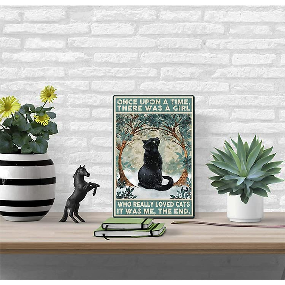Bestylez Funny Black Cat Signs Cat Pictures Cat Poster Wall Decor, Cat Lover Gifts For Women Girl - Once Upon a Time There was a Girl Who Really Loved Cats, 8 x 12 Inch (513)