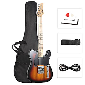 GLARRY 39" GLP Electric Guitar Solid Body Full Size Kit for Beginner, Humbucker Pickups, 3-Ways Switch with Bag, Strap, Cable, Plectrum, Pick (Black)