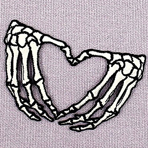 ZEGINs Skeleton Heart Hands Patch Embroidered Applique Iron On Sew On Emblem
