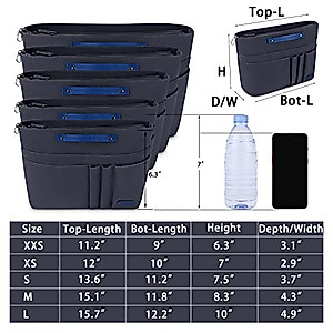 HyFanStr Purse Organizer Insert for Handbags,Tote Bag Organizer Insert Zipper Bag for Women, Handbag Organizer Inside Liner with 15 Pockets, Gray L