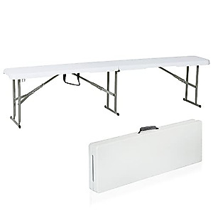 Flamebrother Folding Bench 6ft Outdoor Portable Foldable Soccer Benches Seat for Picnic Garden Party Camping Dining White