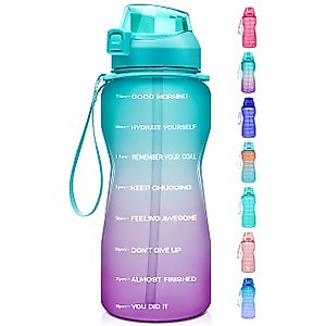 Fidus Large Half Gallon/64oz Motivational Water Bottle with Time Marker & Straw,Leakproof Tritan BPA Free Water Jug,Ensure You Drink Enough Water Daily for Fitness,Gym and Outdoor Sports