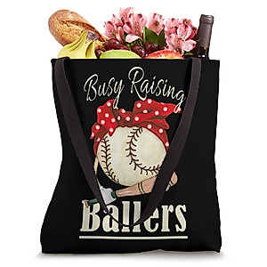 Womens Messy Bun Busy Raising Ballers Baseball Mother Mom Tote Bag