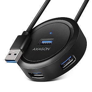 AXAGON HUE-P1A USB-A-Hub, 4X USB 3.0, 1x Micro-USB für Stromversorgung - 300 mm Kabel