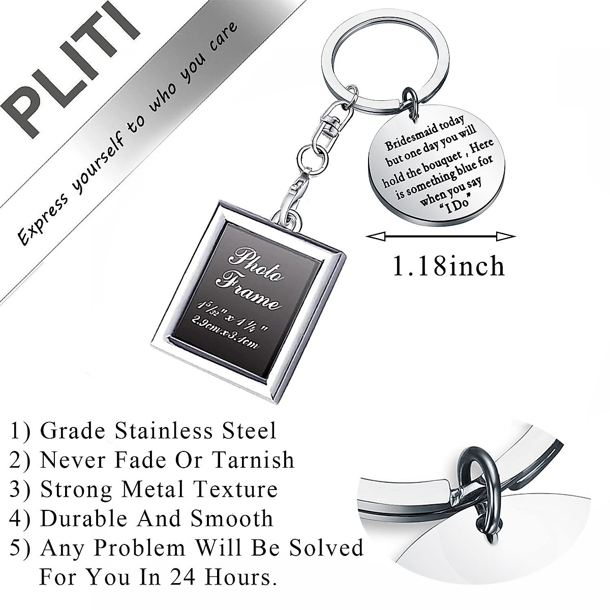PLITI Bridesmaid Keychain Bridesmaid Proposal Gift Junior Bridesmaid Wedding Gift From Bride Bouquet Charm Bridal Shower Gift (Bridesmaid photo Do ky)