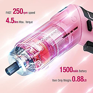 WORKPRO Pink Tool Set with 3.7V Rotatable Electric Screwdriver, 18PCS Portable Ladies Home Tool Kit with Toolbox, Cordless Electric Screwdriver Kit, Household tool kit for Dorm, Apartment -Pink Ribbon