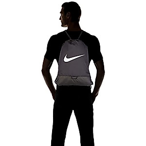 Nike Brasilia Training Gymsack, Drawstring Backpack with Zipper Pocket and Reinforced Bottom, Black/Black/White