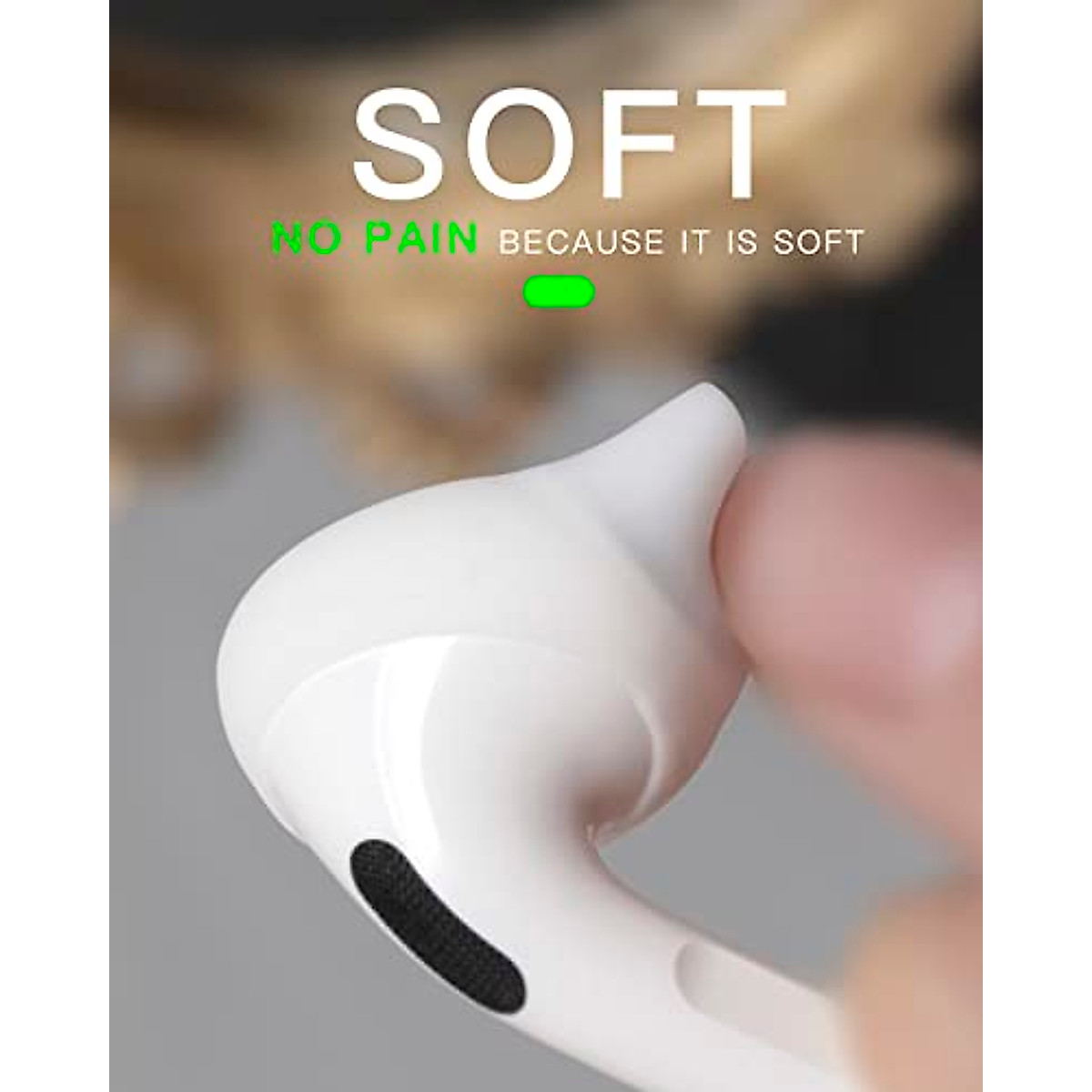 Brujula 3 Pairs AirPods Pro Ear Tips Ear Hooks Covers, Reduce Pain, Silicone Accessories, Anti-Slip Replacement Ear Tips, Fit in The Charging Case (S)