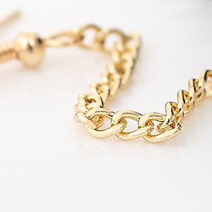 Boderier Rabbit Fur Pompom Drop Earring Gold Chain Shoulder Duster Earring Ear Drop for Women Rose Red