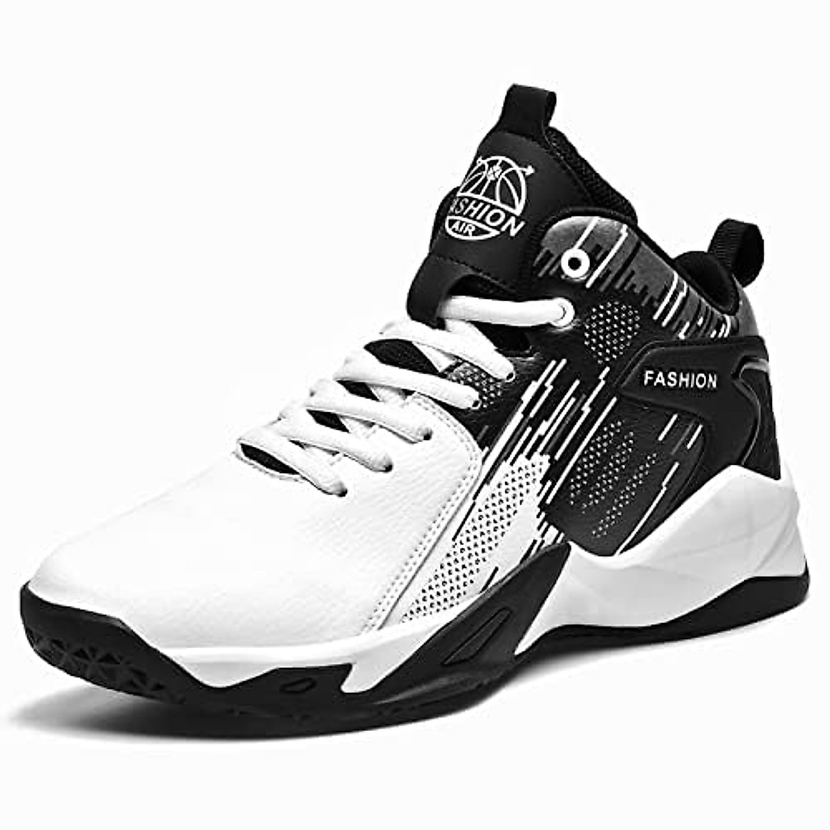 CJSPORX Men's Basketball Shoes Breathable Non-Slip Sneakers Fashionable Sports White-1 Size 13