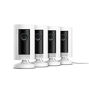 Introducing Ring Indoor Cam, Compact Plug-In HD security camera with two-way talk, White, Works with Alexa – 4-Pack