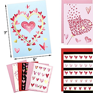 Fancy Land Valentines Cards with Envelopes 12 Heart Cards Blank Inside Gold Foil Embellishment