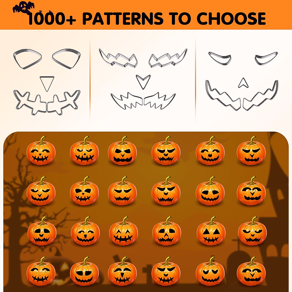 FLYOUTH Pumpkin Carving Kit Tools 29 PCS, Easy to Use and Safe for Kids Adults, Sturdy Stainless Steel Pumpkin Decorating Kit with Stencils, Hammer, Gift for Halloween Jack-O-Lanterns Decoration