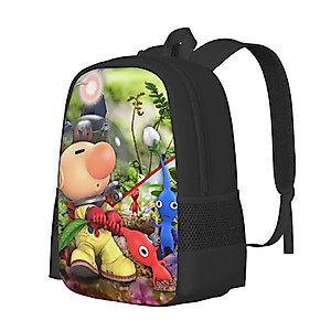 RACEK Fashion Game Pik-min Backpack Cartoon Lightweight Travel Computer Bag Casual Daypack Cute Daybag With Adjustable Straps For Unisex