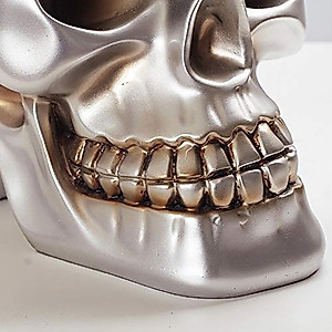 PIBM Stylish Simplicity European Retro Personality Skull Shape Wine Rack Resin Silver Crafts Home Desktop Porch Ornaments Bar Decorations Beautiful and Elegant