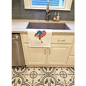 Caroline's Treasures WDK4193WTKT Cavalier King Charles Spaniel Blenheim #2 Patriotic White Kitchen Towel Set of 2 Dish Towels Decorative Bathroom Hand towel for Hand, Face, Hair, Yoga, Tea, Dishcloth,