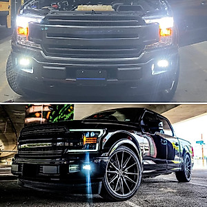 BICYACO LED Fog Lights with DRL Daytime Running Lights Compatible with 2015-2020 Ford F150, 4 Inch LED Fog Light Assembly Kit, 36W Waterproof LED Bumper Lamps Set-1 Pair