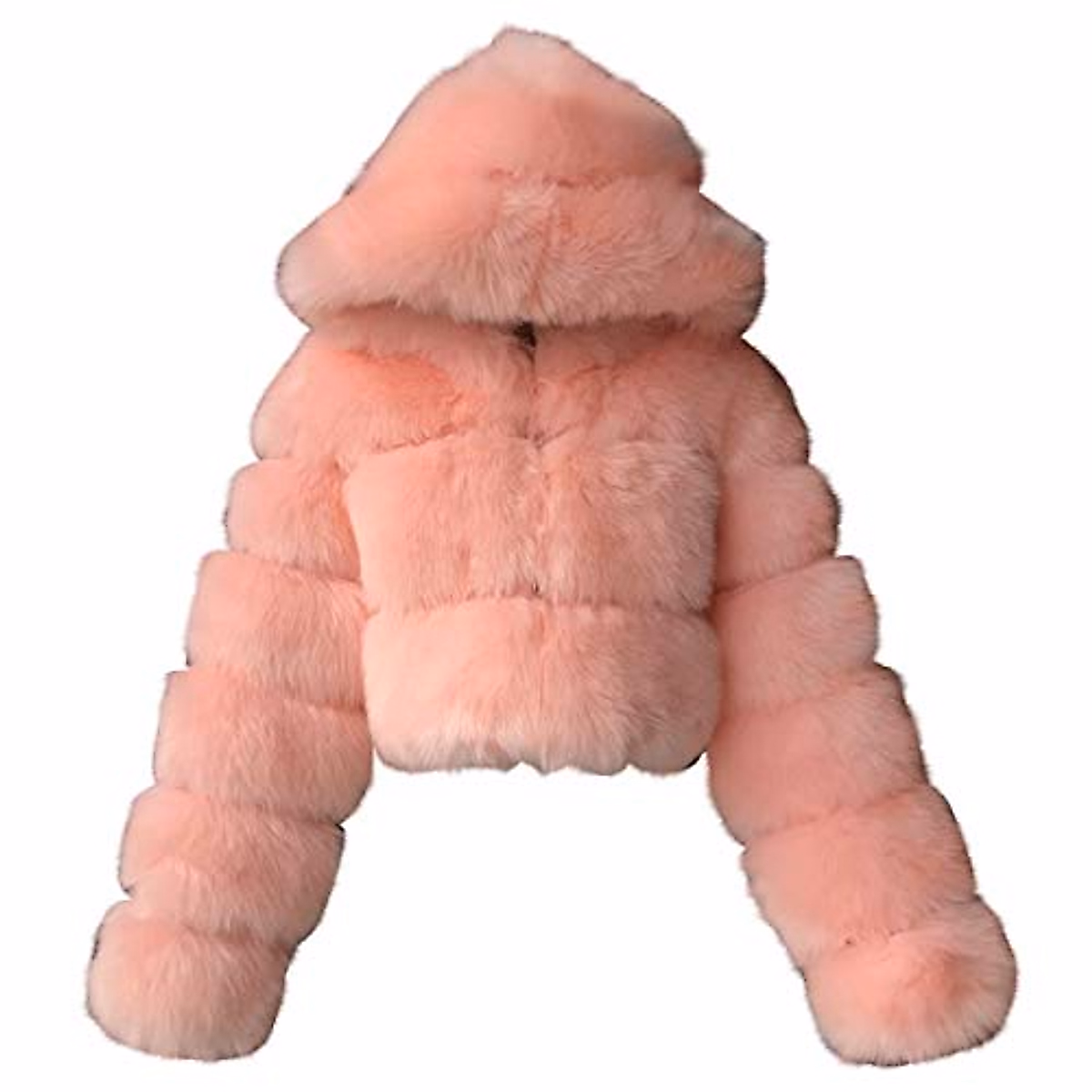 HINDOLA Womens Fluffy Faux Fur Solid Jacket for Women Long Sleeve Sexy Short Coat Autumn Winter Shearling Overcoat