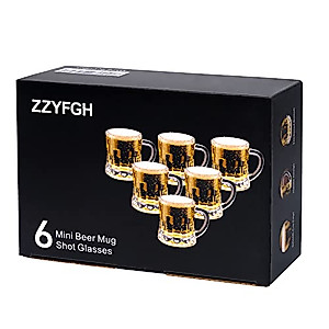 ZZYFGH Shot Glasses with Handle, Mini Heavy Base Clear Beer Mugs, 1.8 Ounce, Set of 6 for Whiskey, Tequila, Vodka, Great for Father, Husband, Birthday or Friend Party Present