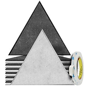 12 Pack Sound Proof Foam Panels in Black and White Beveled Edge | New High Density Triangle Sound Dampening Panels with 3M Tape for Studio, Home & Office | Soundproof Foam Acoustic Panels (Black/Gray)