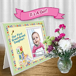 Our First Great Granddaughter Picture Frame | New Great Grandparent Gifts | Baby Announcement Frame | Photo Frame Measures 8.25 in x 7 | Holds a 3.5 x 5 Photo | Front-Load Photo Design |Easy to Mail