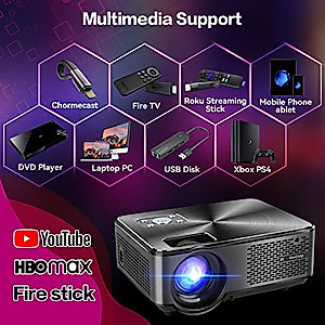 Projector with 5G WiFi and Bluetooth HD 1080P 12000L Home Outdoor Support 4K Movie Video Projector Max 300" Display, WeChip Portable Projector Compatible with HDMI,VGA,Laptop,iOS & Android Smartphone
