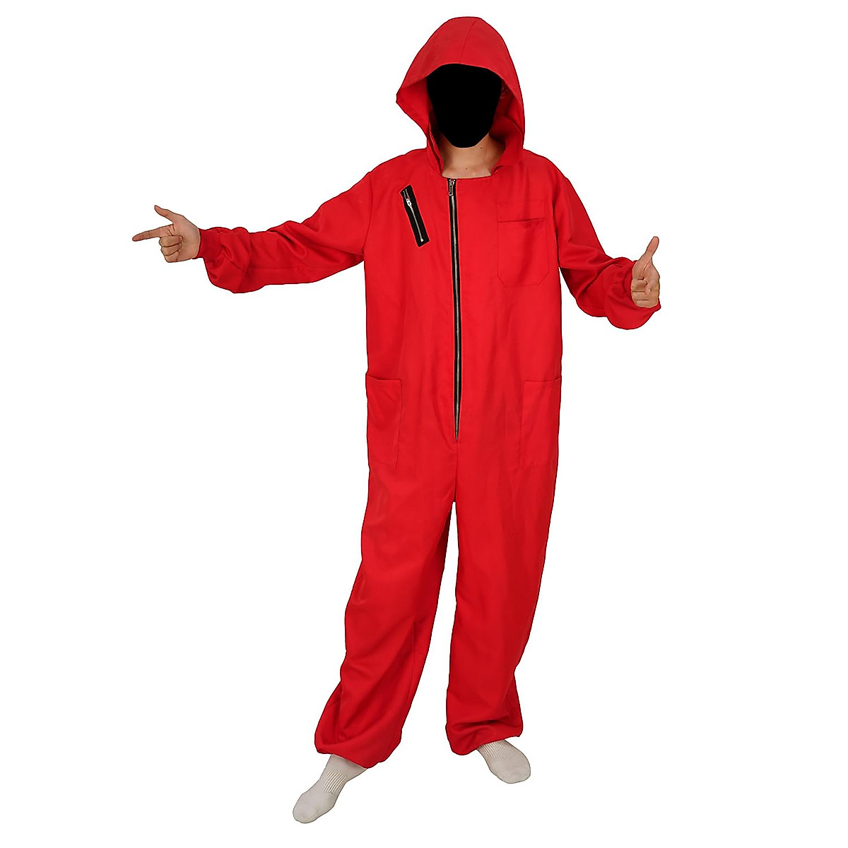 Uisozsfeb Unisex Red Jumpsuits Mask Halloween Party Costume Full Set(20284, 2XL)
