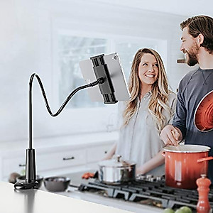 Gooseneck Tablet Holder Stand for Bed: Tryone Adjustable Flexible Arm Tablets Mount Clamp on Table Compatible with iPad Air Mini | Galaxy Tabs | Kindle Fire | Switch or Other 4.7 -10.5" Devices