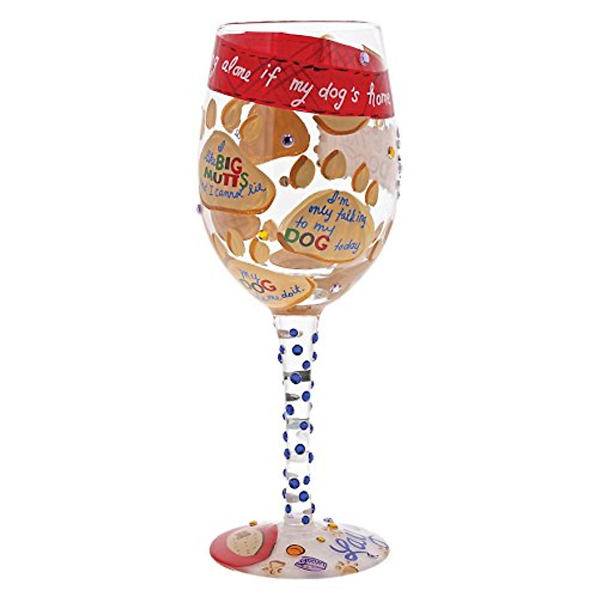 Designs by Lolita “Love My Dog” Hand-painted Artisan Wine Glass, 15 oz.