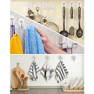 TUGEUNYU 15 Pack Suction Cup Hooks,Thicken Transparent Reusable Suction Cups for Glass/Kitchen/Bathroom/Shower Wall/Window/Door,Holds up to 4 lbs (Iron Hook-B)